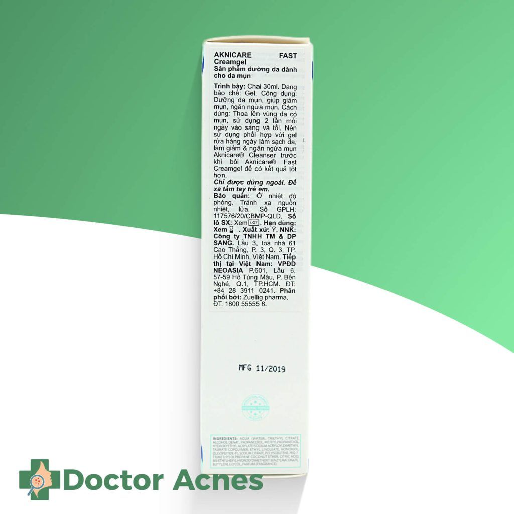 Kem giảm nhờn mụn Aknicare Fast Creamgel